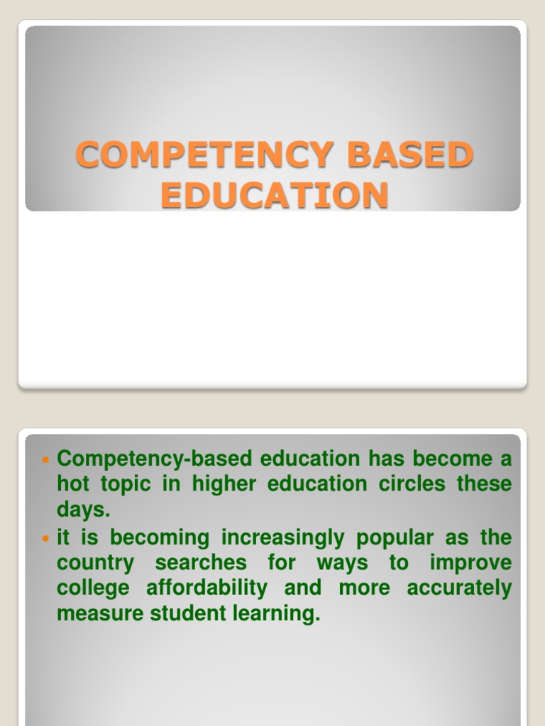 An Introduction to Competency-Based Education: Defining Competencies ...