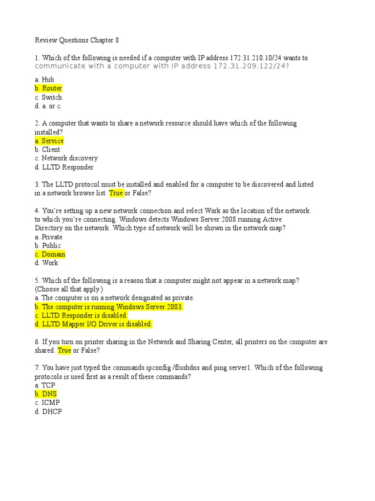 Chapter 8 Review Questions | PDF