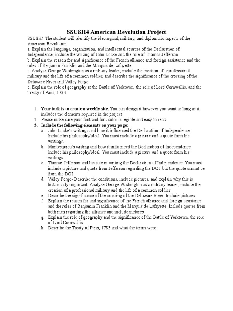 American Revolution Project Overview | PDF
