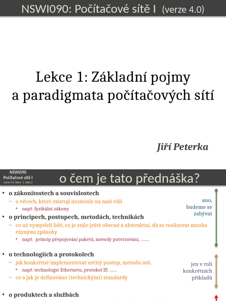 Počítačové Sítě I, Lekce 1: Základní Pojmy A Paradigmata Počítačových Sítí | PDF