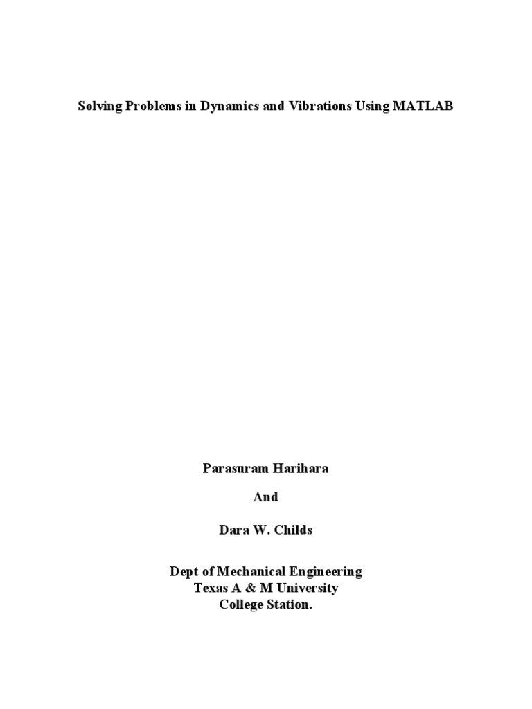 Solving Problems In Dynamics And Vibrations Using Matlab Download 0627