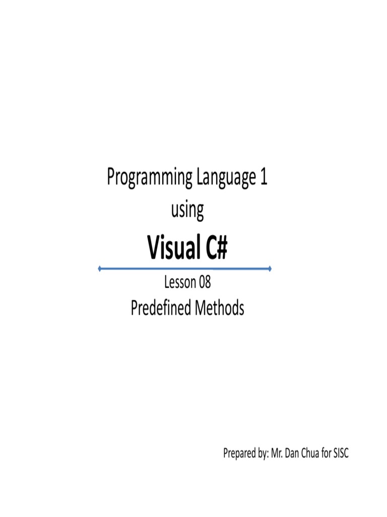 Visual C# Visual C#: Programming Language 1 Using | PDF | Command Line Interface | C Sharp ...