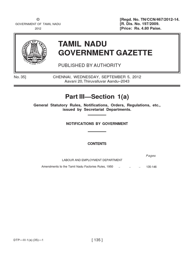 Tamil Nadu Factory Rules Amendment | PDF | Liquefied Petroleum Gas ...