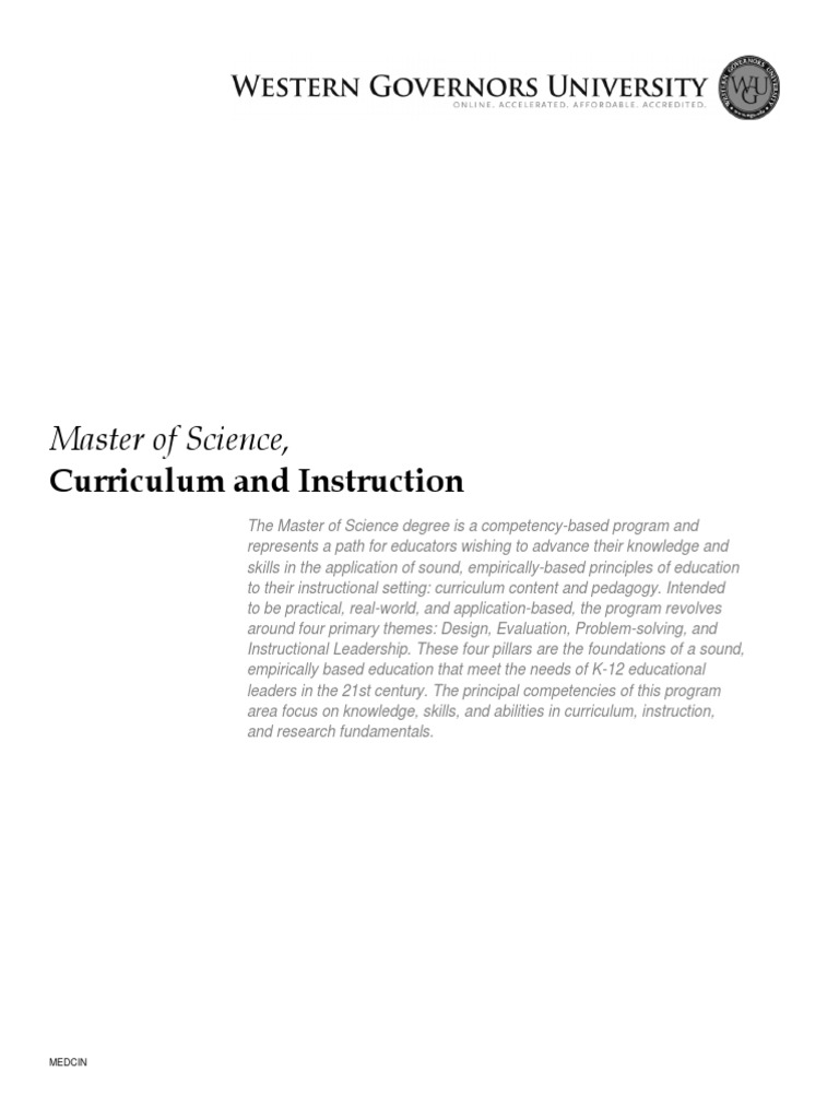 Master of Science,: Curriculum and Instruction | PDF | Instructional ...