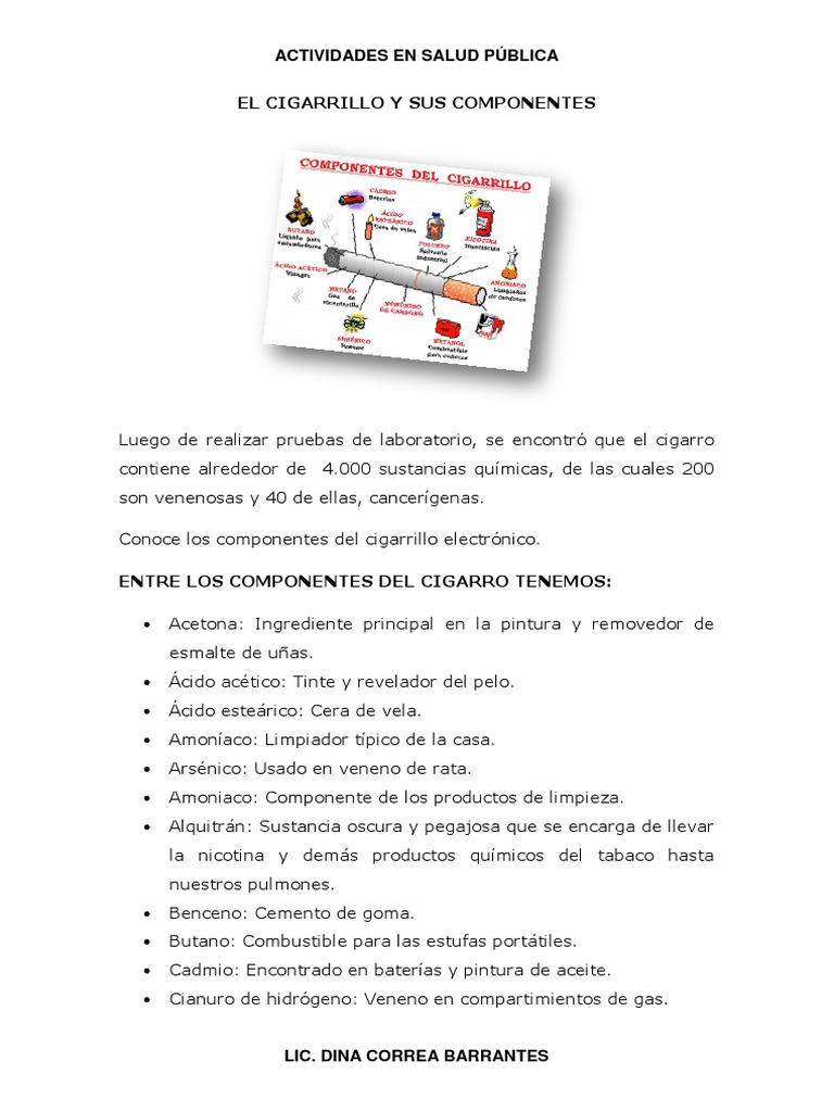 El Cigarrillo y Sus Componentes | PDF | Fumar tabaco | Adicción