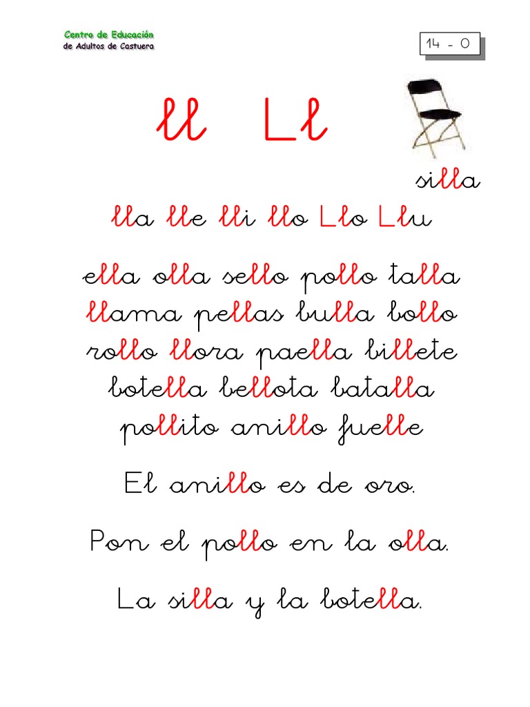 Metodo de Lectoescritura Letra LL | PDF