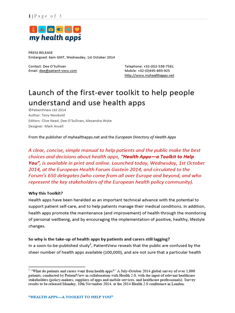 Health Apps - A Toolkit | PDF | Social Programs | Medicine