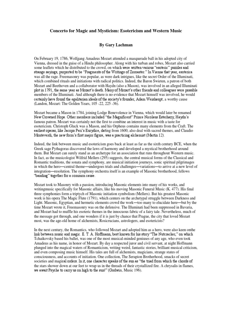 Concerto For Magic and Mysticism Esotericism and Western Music | PDF ...