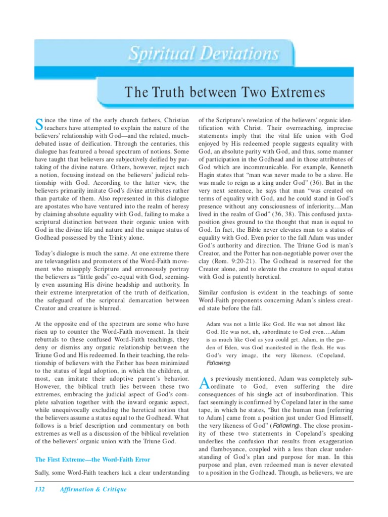 The Truth Between Two Extremes: The First Extreme-The Word-Faith Error ...