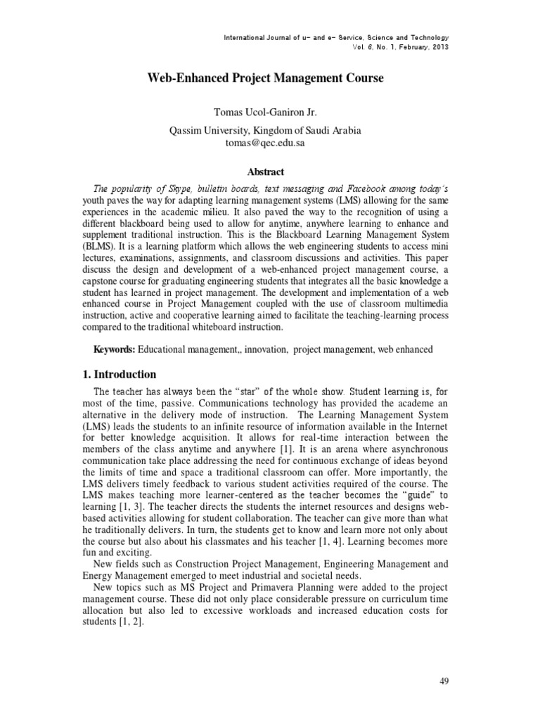 Web-Enhanced Project Management Course | PDF | Test (Assessment ...