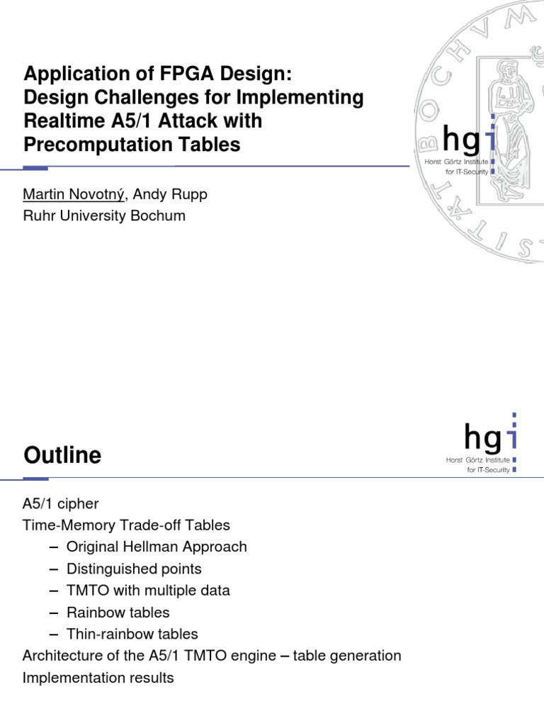 Application of FPGA Design: Design Challenges For Implementing Realtime A5/1 Attack With ...