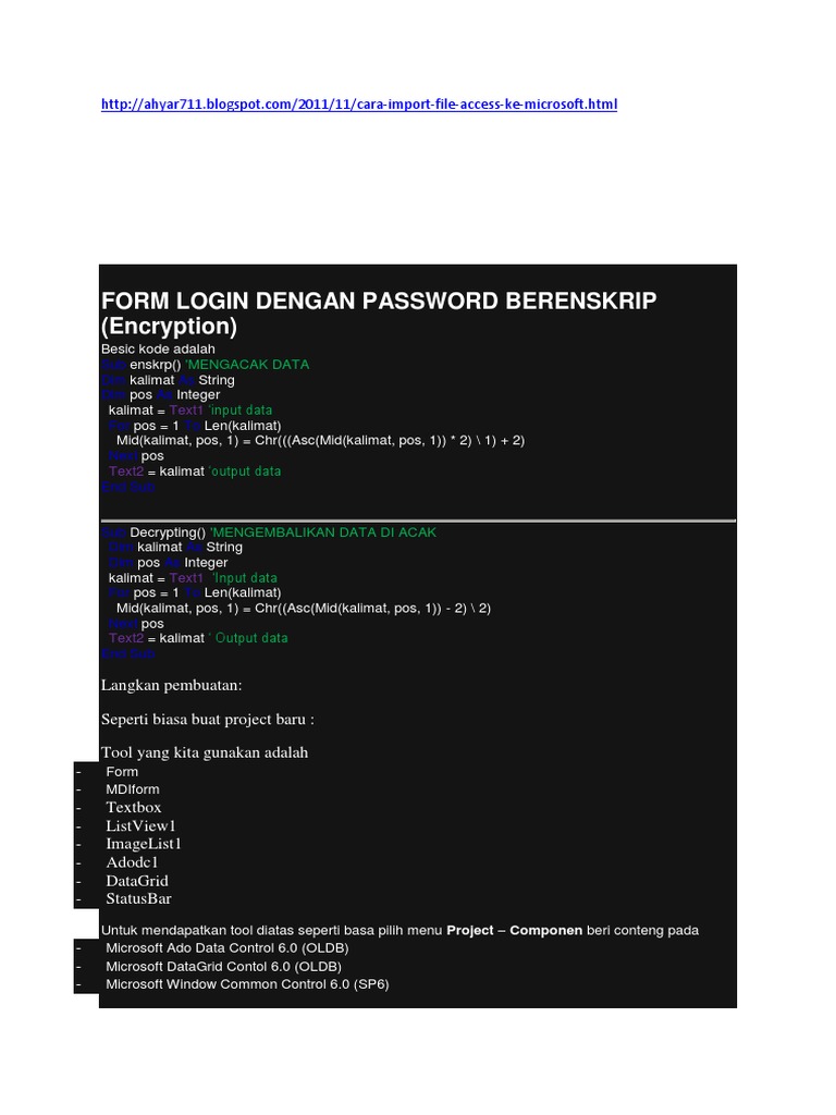 Form Login with Password Encryption Guide | PDF