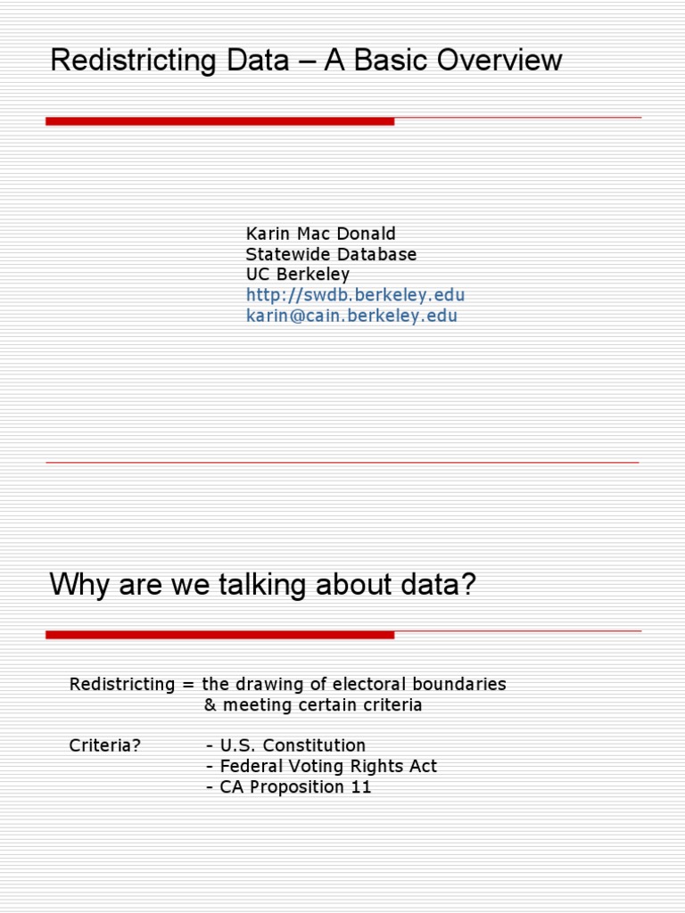 Overview of Redistricting Data Criteria | PDF | Redistricting | Government
