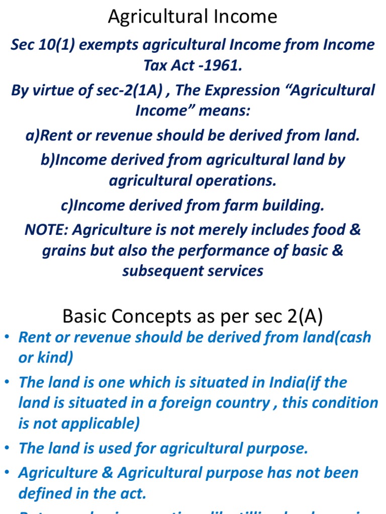 Agricultural Income Tax Exemptions Explained | PDF | Sowing | Agriculture