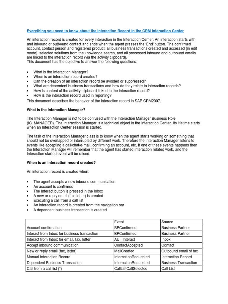 Interaction Record | PDF | Customer Relationship Management | Email