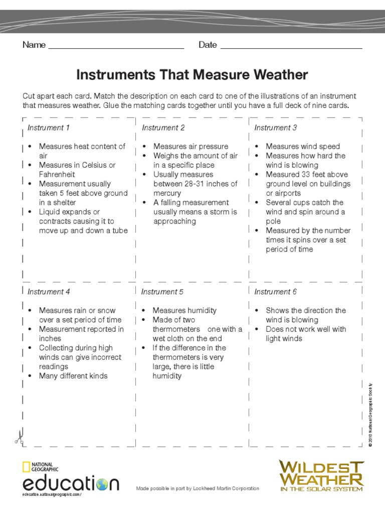 Worksheet Weather Instruments | PDF | Celsius | Wound