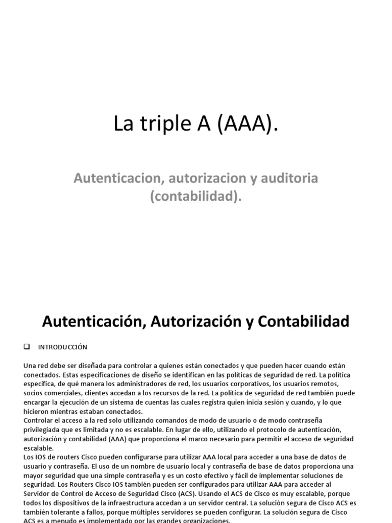 Ppt6 - La Triple A (AAA) | PDF | Autenticación | Contraseña