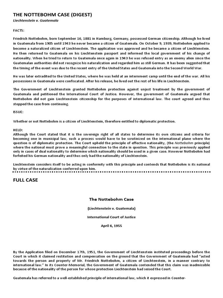 The Nottebohm Case-Cay | PDF
