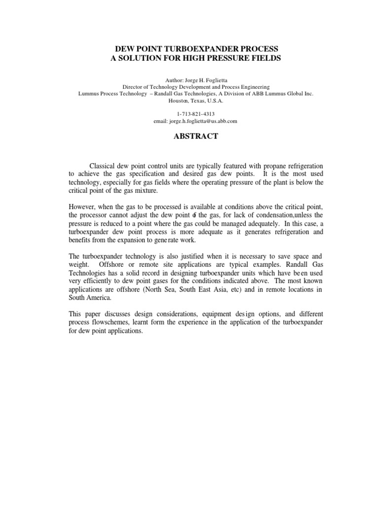 TurboExpander Process | PDF | Refrigeration | Gas Compressor