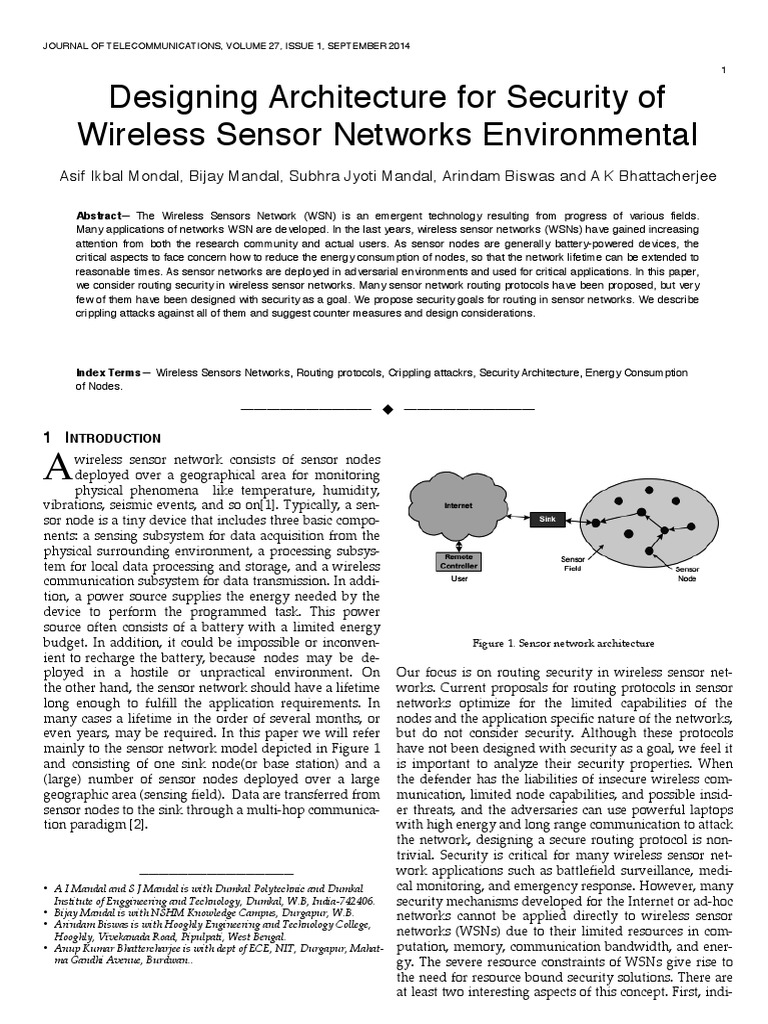 Designing Architecture For Security of Wireless Sensor Networks ...