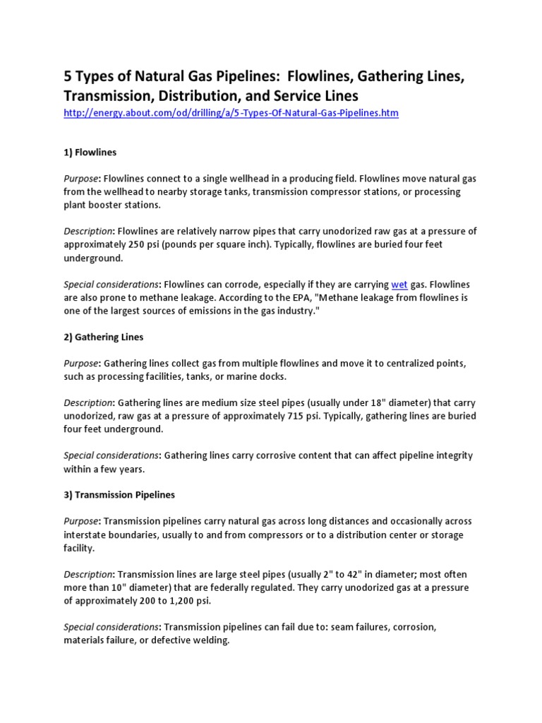 5 Types of Natural Gas Pipelines | PDF | Natural Gas | Pipeline Transport