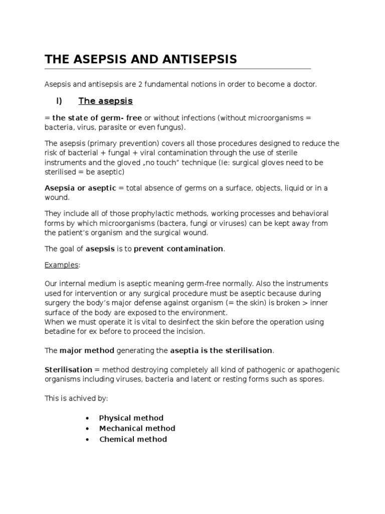 Asepsis and Antisepsis | PDF | Sterilization (Microbiology) | Chemistry