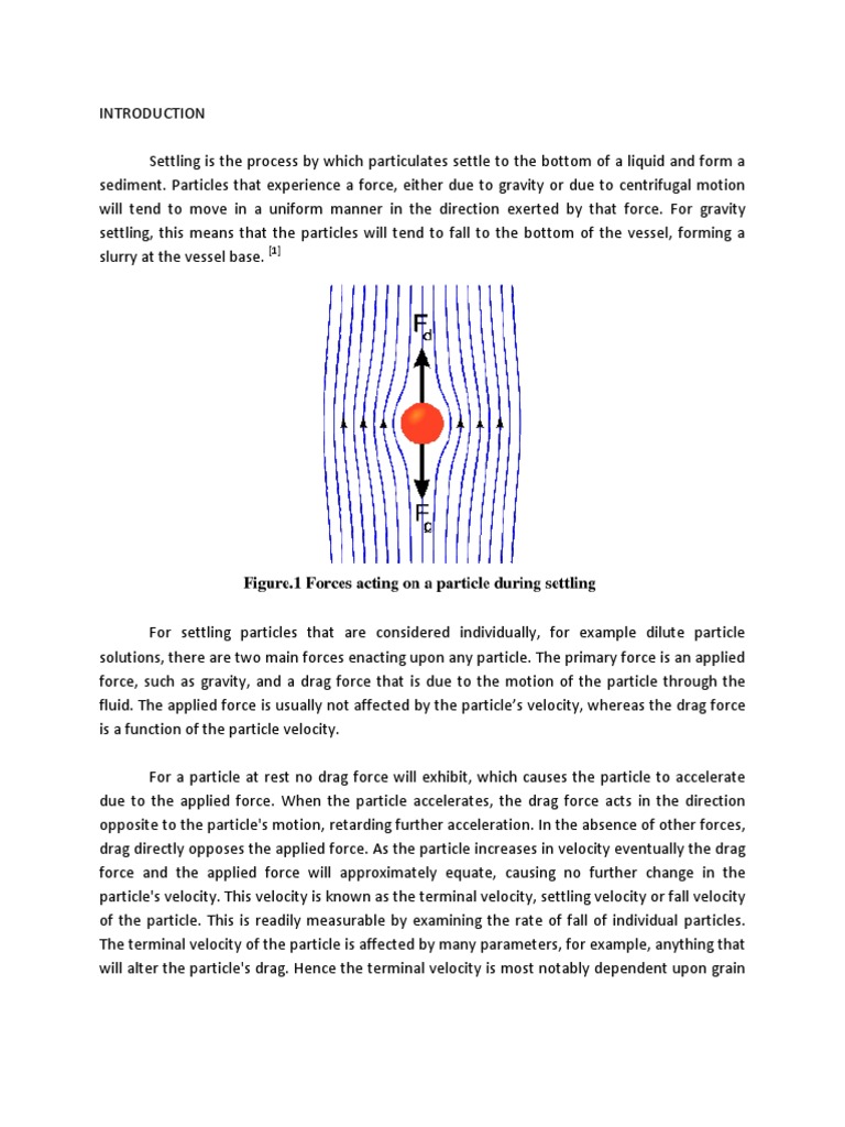 Intro and Objectives of Sedimentation Experiment | PDF | Materials ...