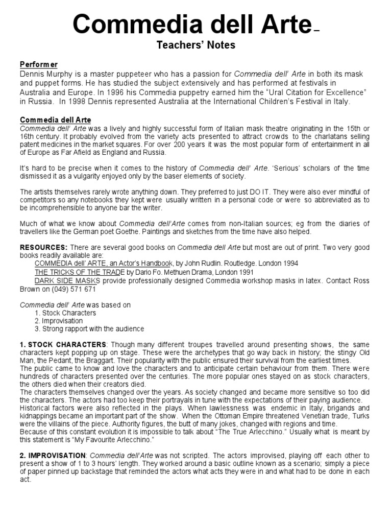 An In-Depth Exploration of Commedia dell'Arte: Its History, Stock ...