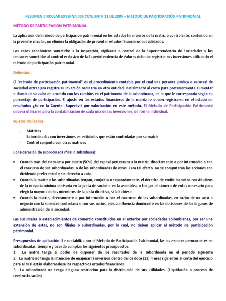 Resumen Circular Externa 006 Conjunta 11 de 2005 y 005 de 2000 | PDF | Amortización (Negocio ...