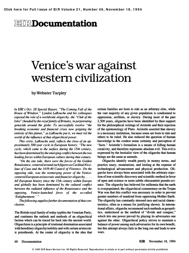 Venices War Against Western Civilisation | PDF | Venice | Mark Antony