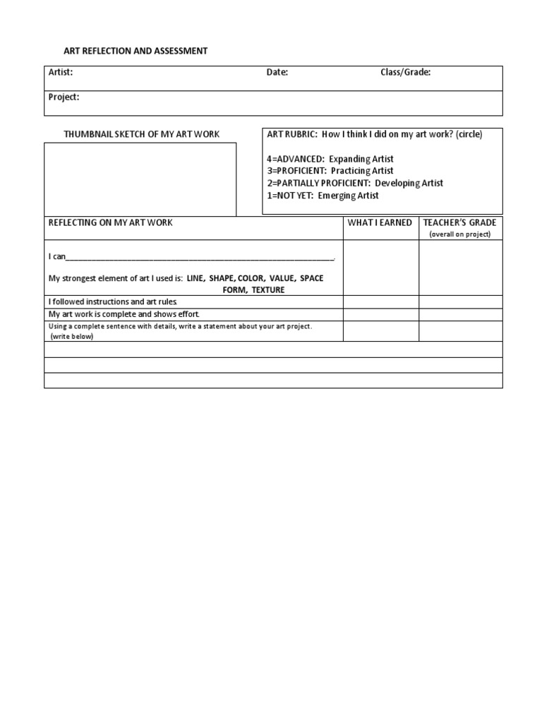 Art Reflection and Assessment Guide | PDF