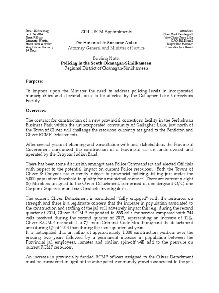 RDOS Briefing Note On Jail | PDF | Social Science