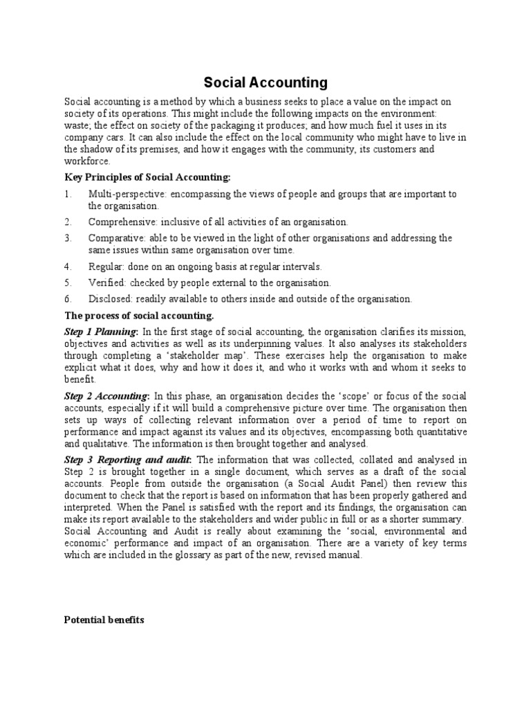 Understanding Social Accounting Methods | PDF | Audit | Business Economics