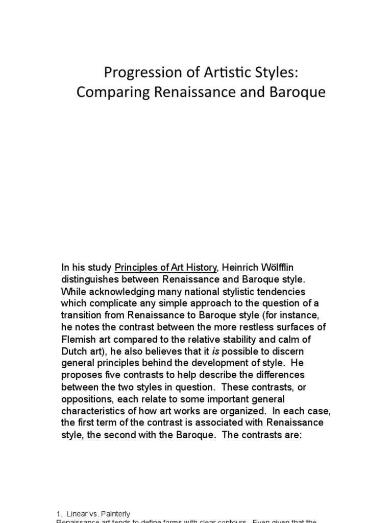 Renaissance-Baroque Style Comparisons With Visual Examples | PDF
