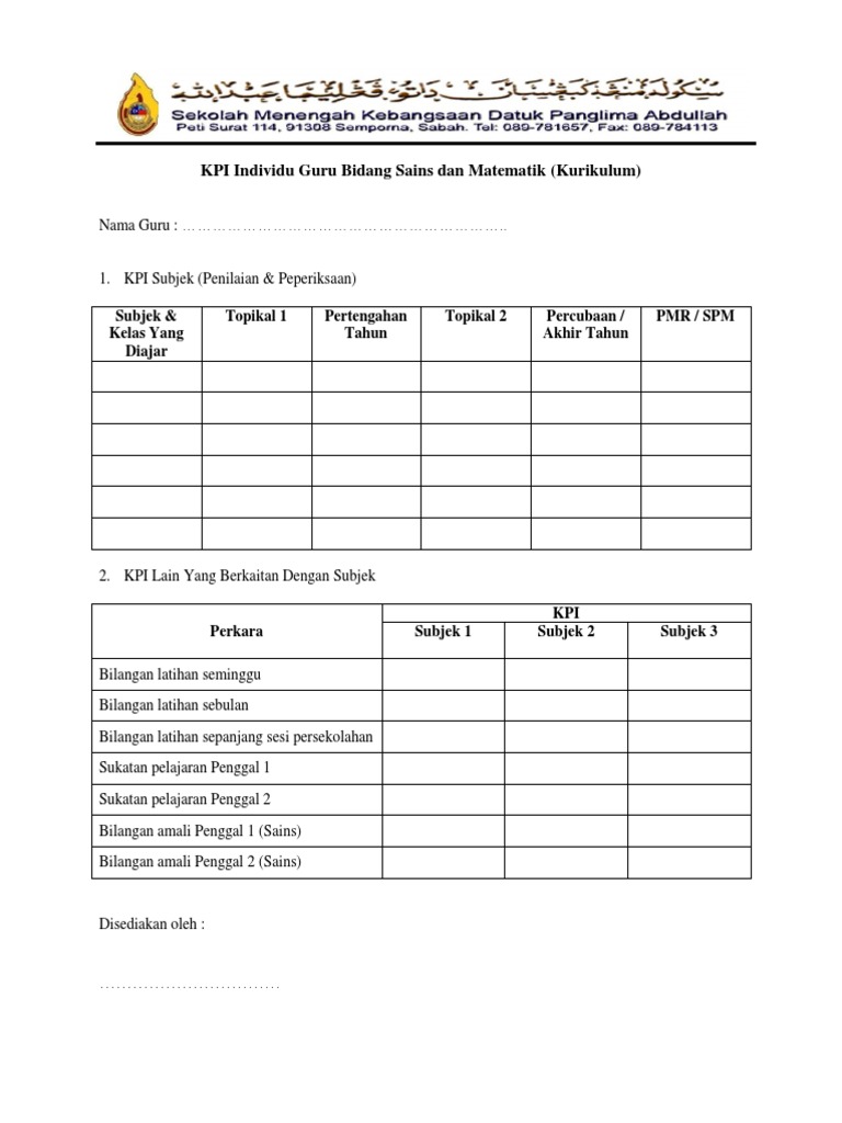 KPI Individu Guru Bidang Sains Dan Matematik | PDF | Karier & Perkembangan