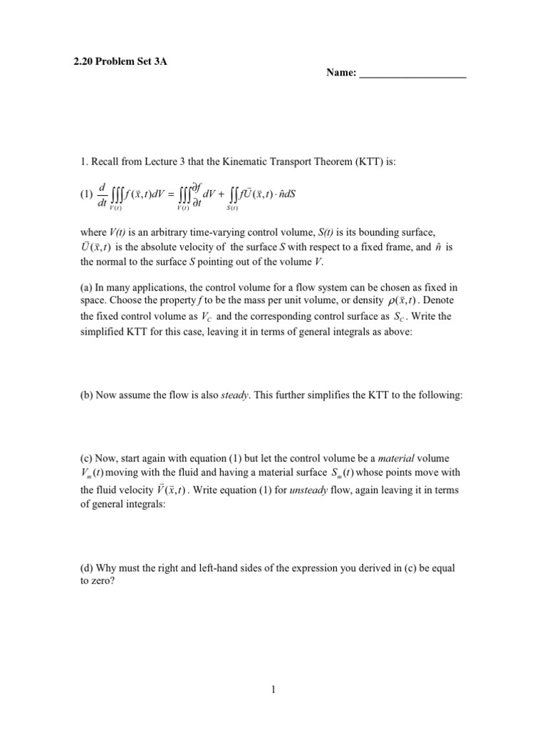 2.20 Problem Set 3A: G I G9 W (G9 + 8 I W ( G6 Q GW | PDF | Density ...