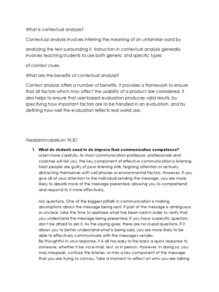 Understanding Contextual Analysis | PDF | Communication | Human ...