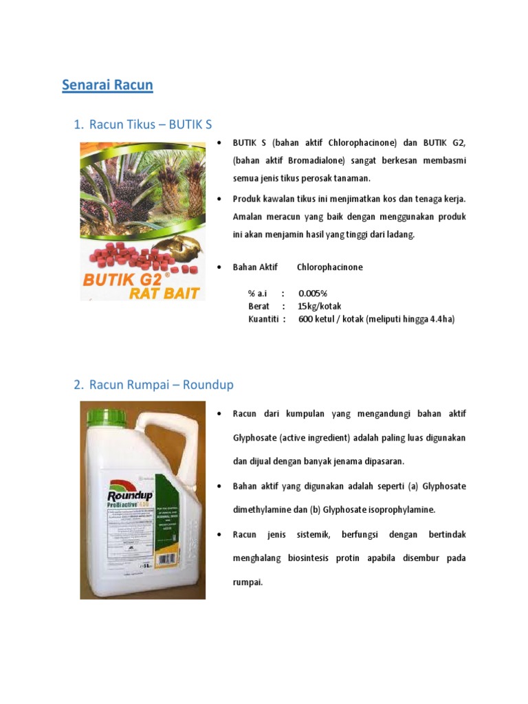 Senarai Racun | PDF | Griya & Taman | Teknologi & Rekayasa