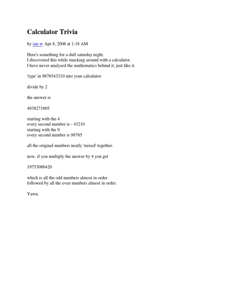 Calculator Patterns Unveiled | PDF