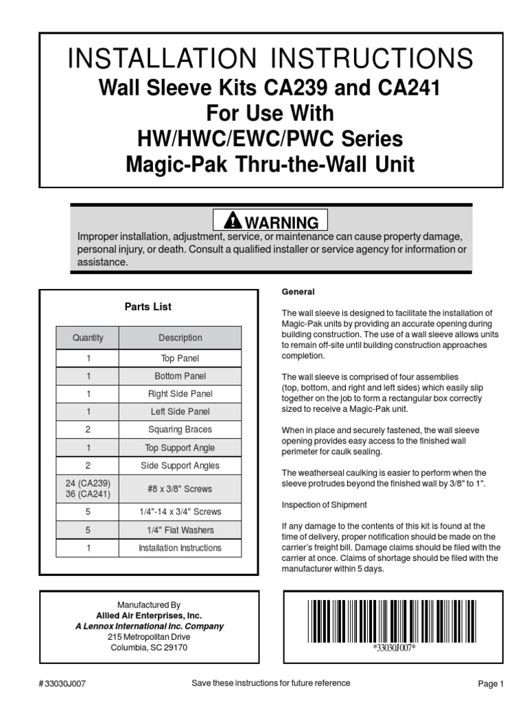 Installation Instructions | PDF | Wall | Framing (Construction)