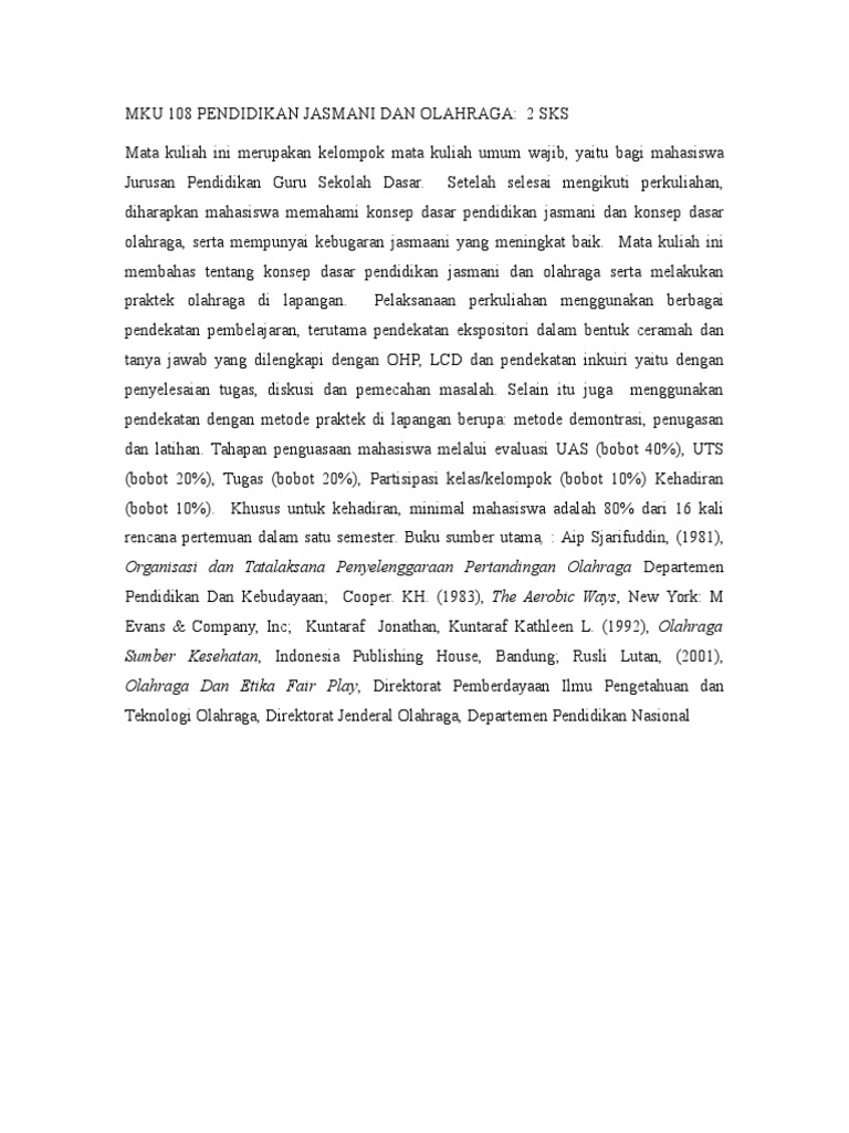 Mku 108 Pendidikan Jasmani Dan Olahraga | PDF