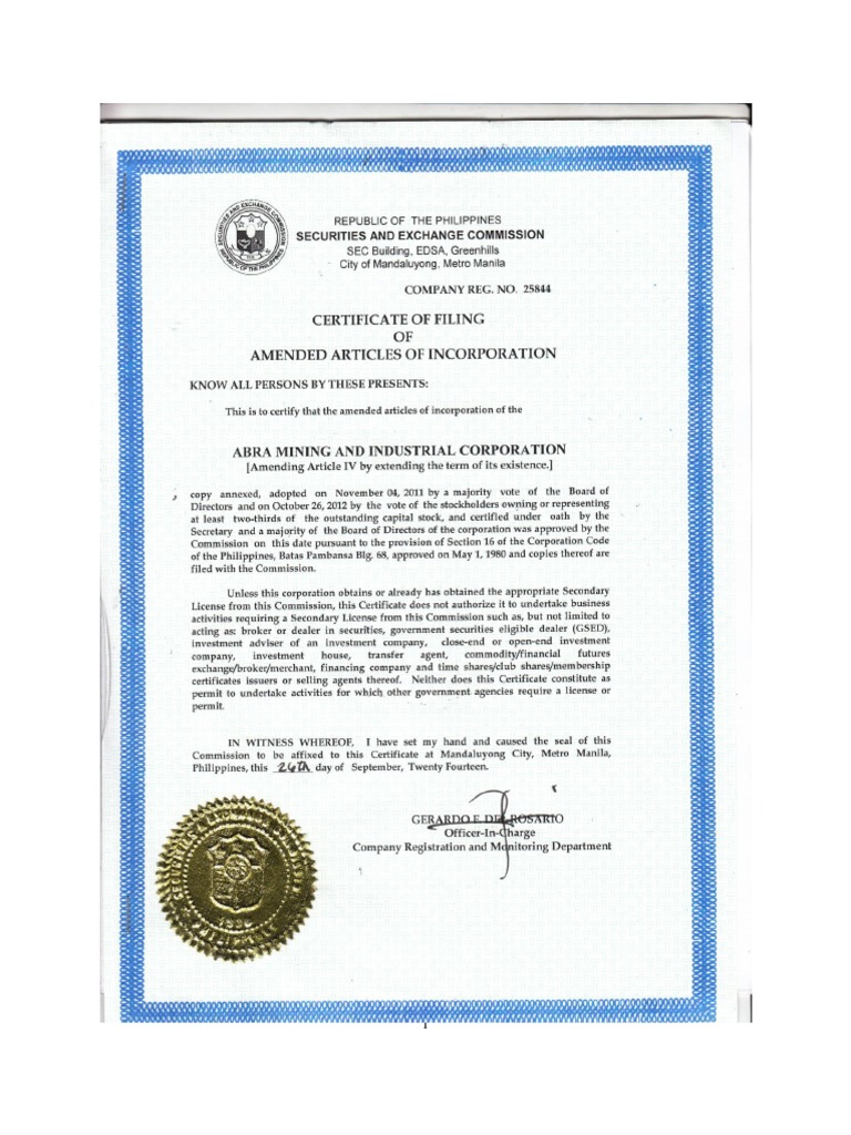 Abra Mining: Extension of corporate life | Mining | License