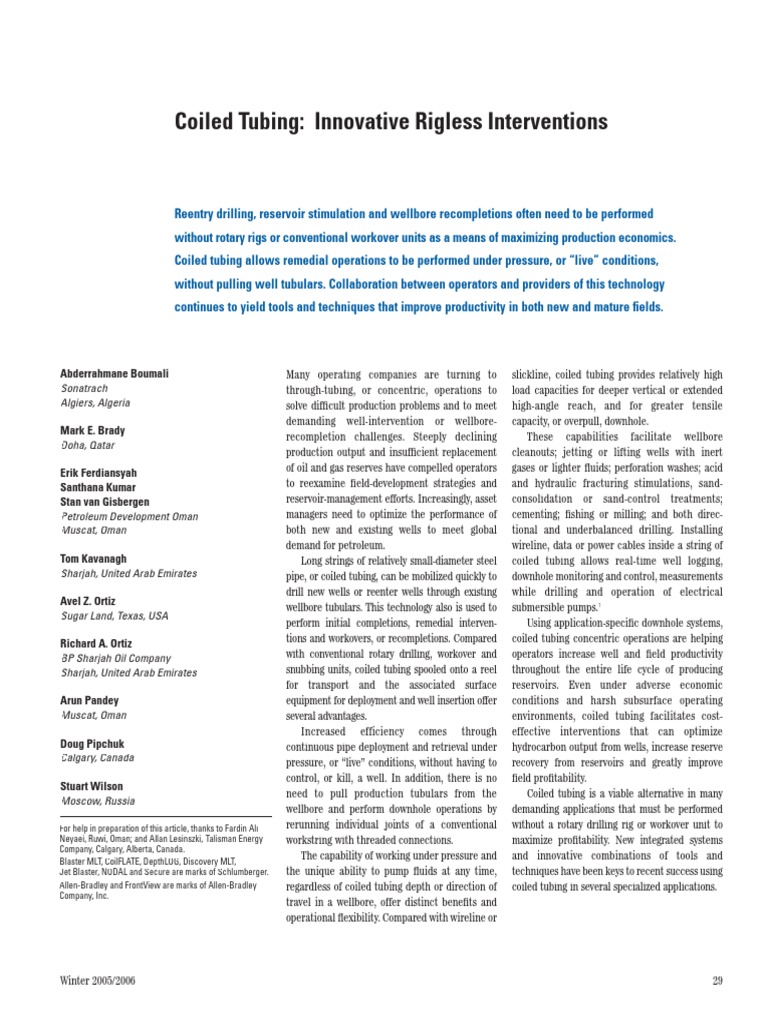 03 Coiled Tubing Rigless Interventions | PDF