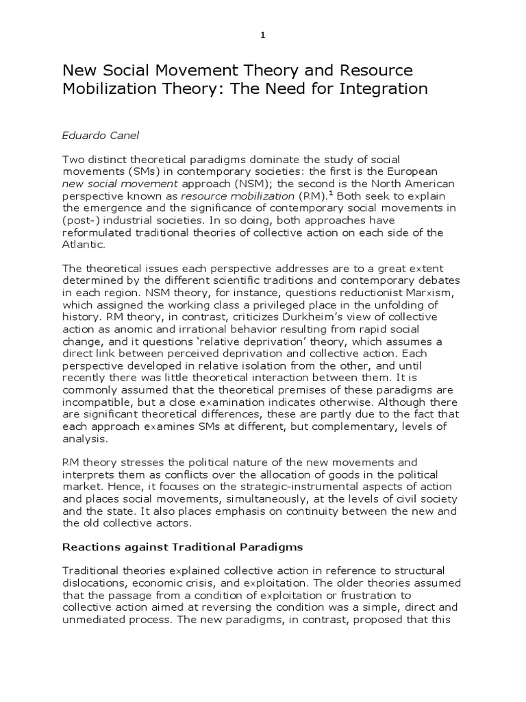 Integrating New Social Movement Theories | PDF | Social Movements ...