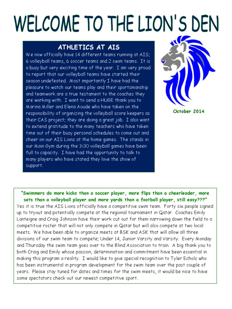 October Athletics Newsletter | PDF | Sports Fandom | Cheerleading