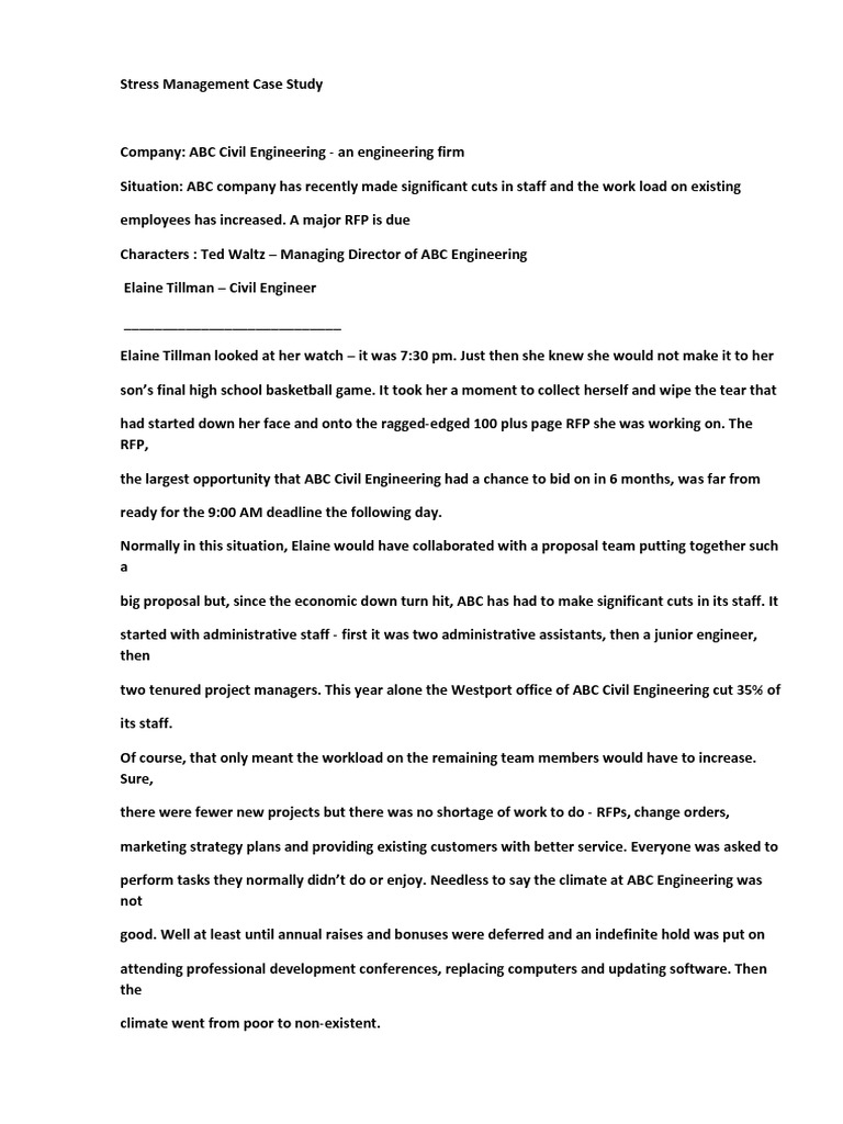ABC Engineering Stress Management Case Study | PDF | Request For ...