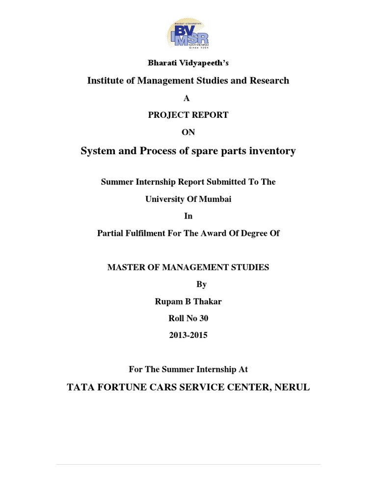 Tata Motors Project | PDF | Inventory | Forecasting