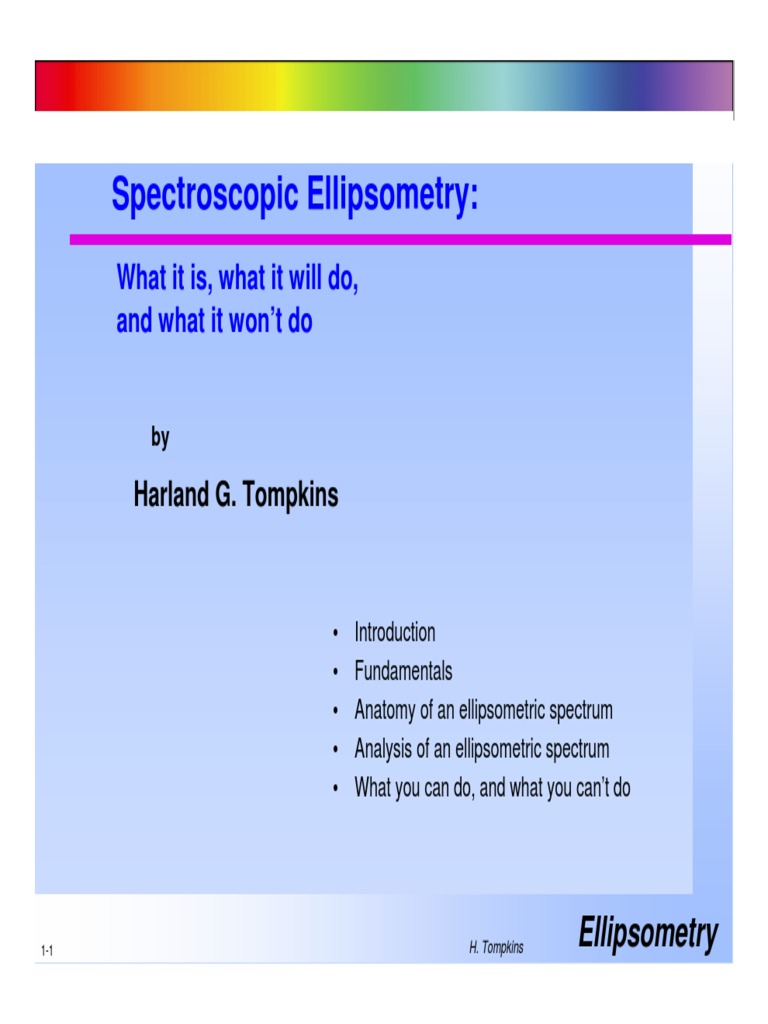 A Comprehensive Introduction to Spectroscopic Ellipsometry: Fundamental ...