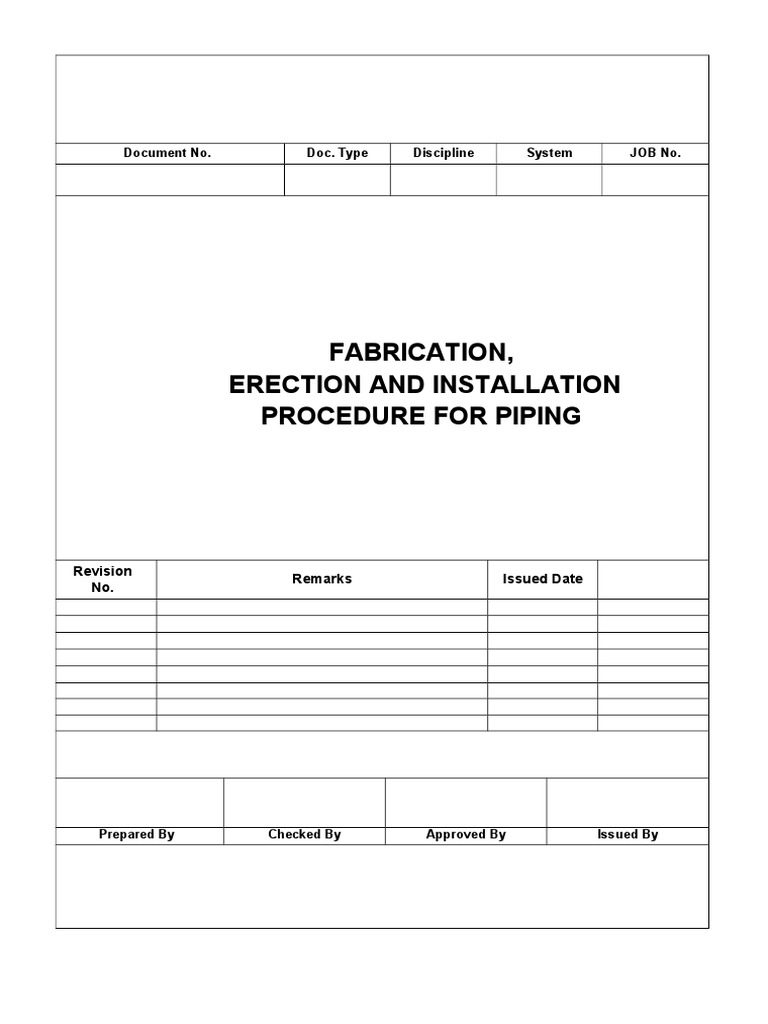 Fabrication Erection and Installation Procedure For Piping | PDF | Pipe ...