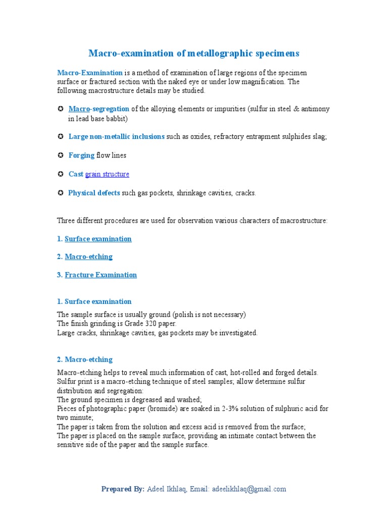 Macro Etching | PDF | Microstructure | Fracture